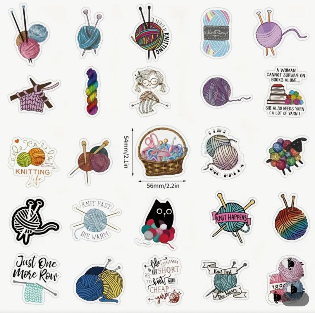 Knitting & Crochet Vinyl Stickers | Pack of 60 – ATELIER YARNS