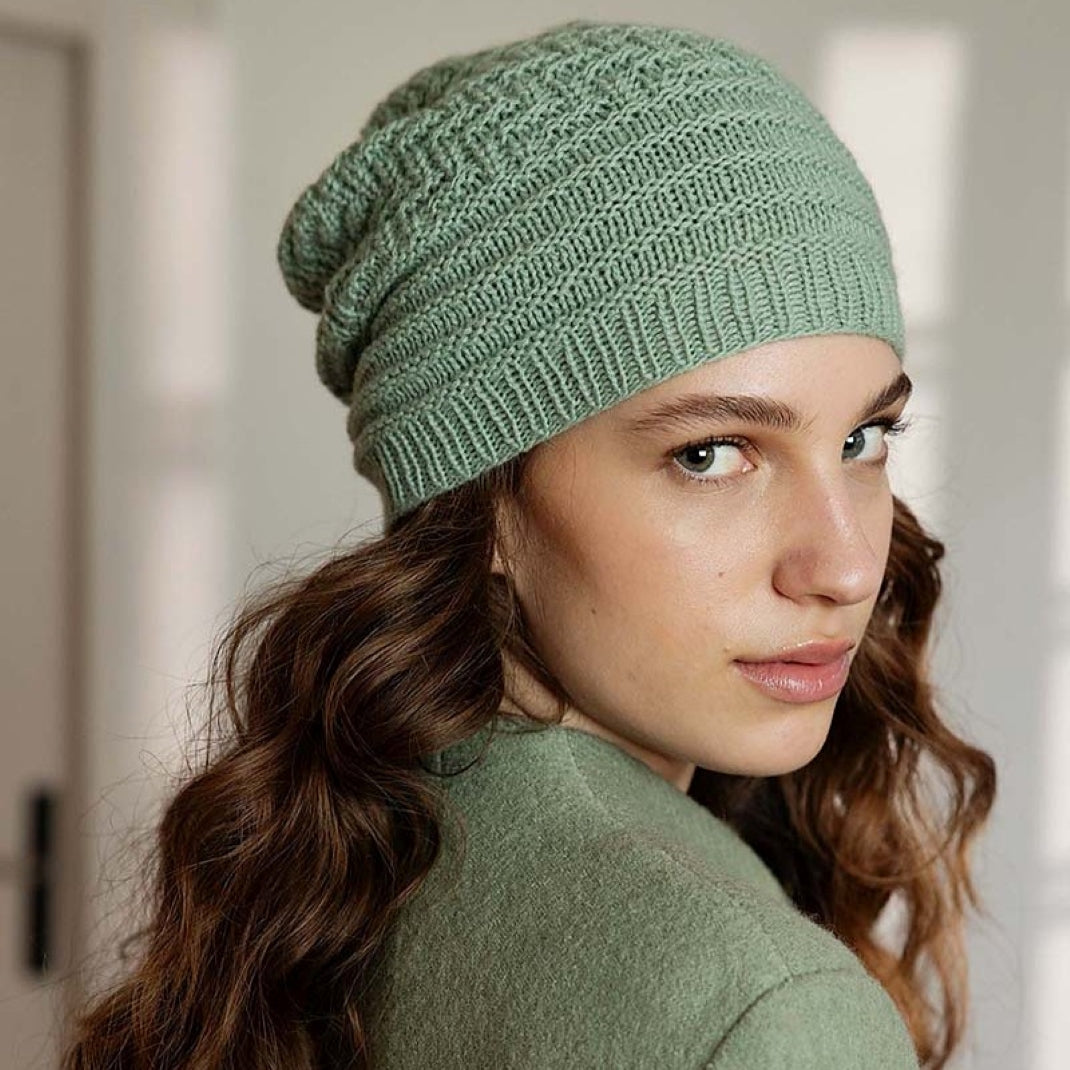Bente Beanie Knitting Kit | Lang Yarns Cashmere Premium & Knitting Pat ...